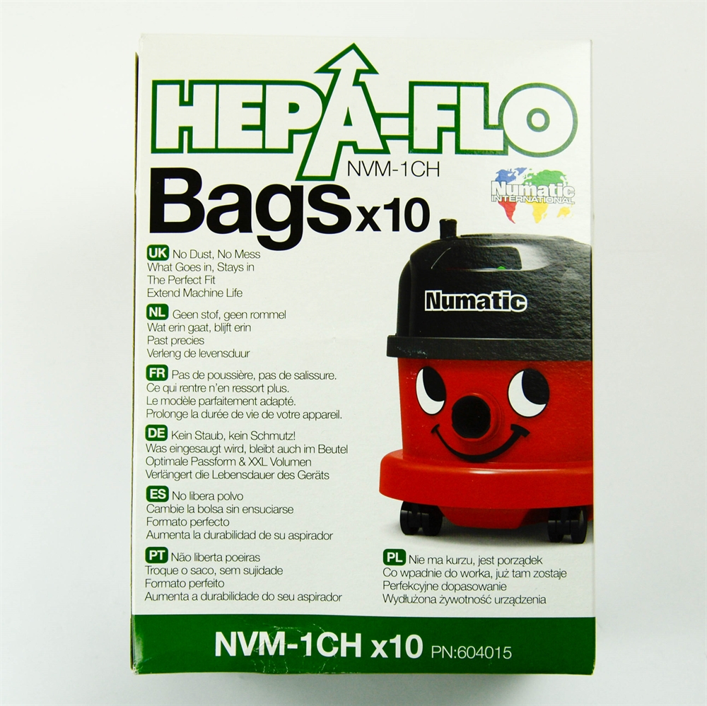 10 stk. HepaFlo støvsugerposer fra Numatic - NVM 1CH