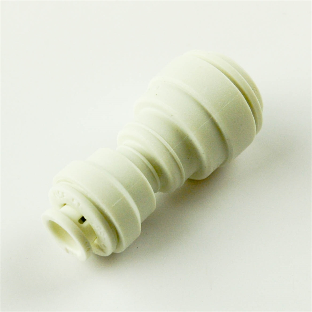 Reduktions kobling til Pex slange - 9,5 mm. til 6,4 mm. hvid